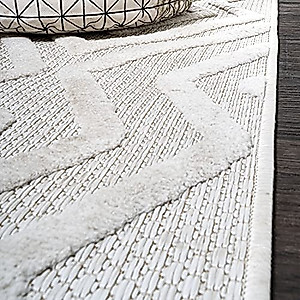 JONATHAN Y IBZ100D-5R Balansat Moroccan Diamond Indoor Outdoor Area-Rug Bohemian Geometric Easy-Cleaning Bedroom Kitchen Backyard Patio Porch Non Shedding, 5' Round, Ivory