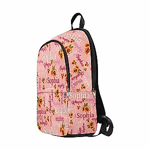 InterestPrint Personalized School Bags for Boys, Custom Sunflower Pink Monogram Shoulders Bag Customized Knapsack Backpack Bookbag with Name Casual Daypack Travel Bag for Teens