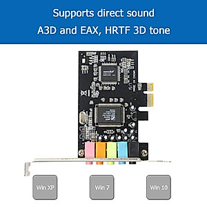 GODSHARK PCIe Sound Card, 5.1 Internal Sound Card for PC Windows 8 7 with Low Profile Bracket, 3D Stereo PCI-e Audio Card, CMI8738 Chip 32/64 Bit Sound Card PCI Express Adapter