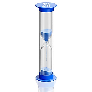 2 Minute Sand Timer for Kids, Unbreakable Acrylic Hourglass Sand Clock, Small Colorful Sand Watch 2 min, Plastic Hour Glass Sandglass for Kids, Games, Classroom, Toothbrush Timer (Blue)
