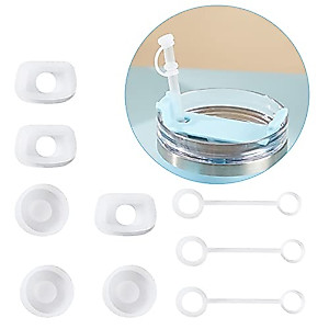 Stanley Spill Stopper,9PcsSilicone Spill Proof Stopper Set,for Stanley Cup 1.0 40oz/30oz spill proof stopper set,with Round Top Leak Proof stopper Plug&Square lid anti-leak Stopper &Straw Cap Cover