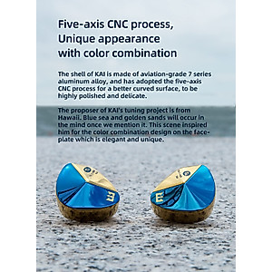 TRI X HBB Kai 3rd Generation DLC Diaphragm Driver TRI Kai in-Ear Headphone IEM, Five-axis CNC Process in-Ear Monitor Earbuds with 4-Core OFC Silver-Plated Cable for Audiophile (Gold Blue, No Mic)……