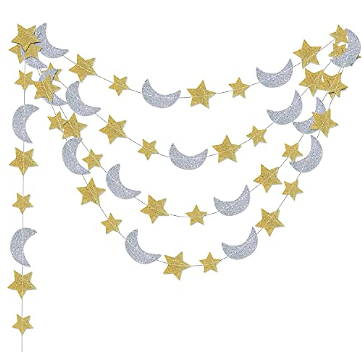 Gold Silver Twinkle Twinkle Little Star Birthday /Baby Shower Decorations Moon and Star Garland Decorations Outer Space Birthday Party Decorations Honey Moon Wedding Engagement
