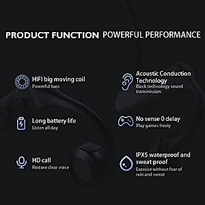 pstuiky True Bone-Conduction Concept Bluetooth 5.0 Headset Does Not Enter The Ear, Wireless Sports Running Music, and Ipx5 Waterproof Headphone