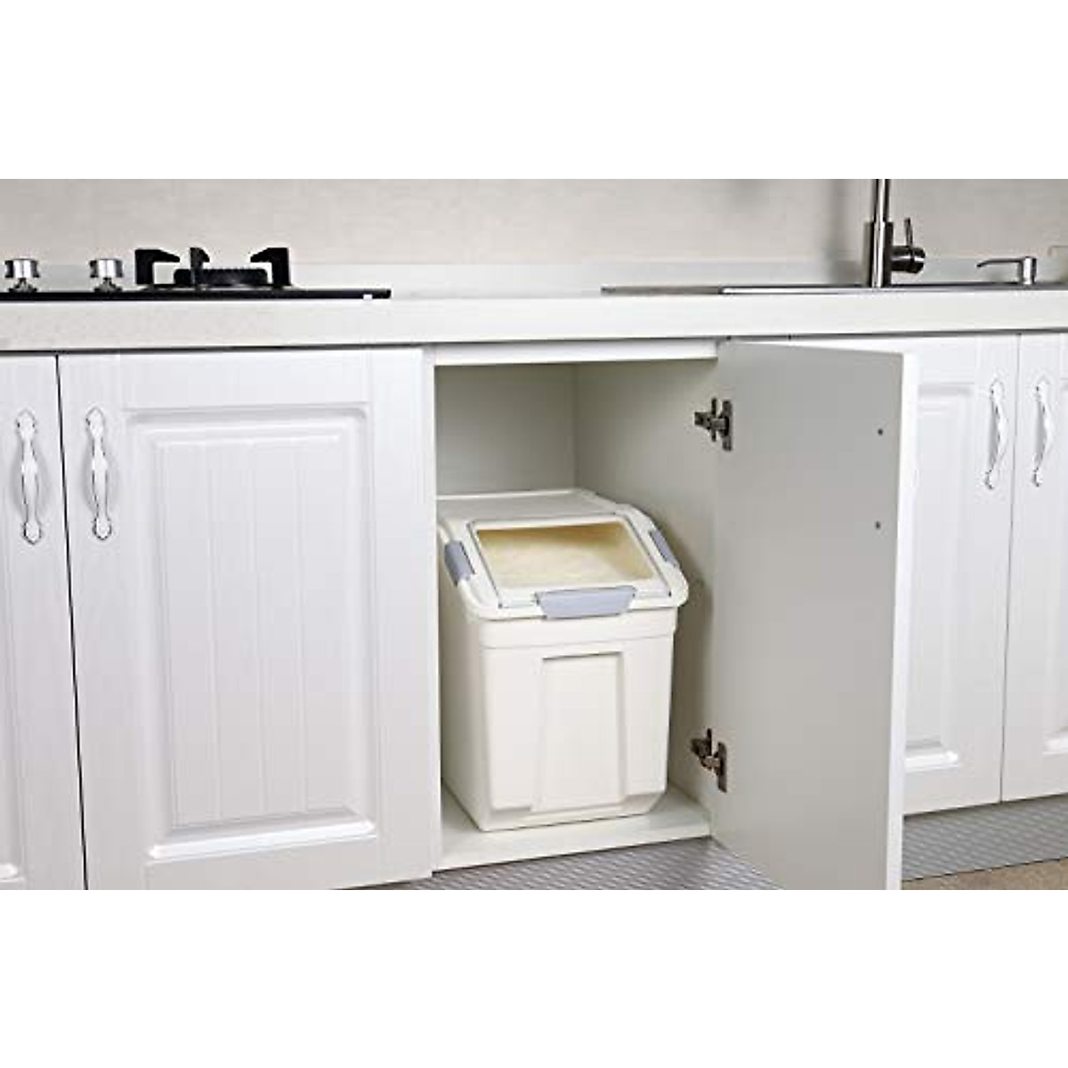 Flour Storage Container 25 lb with Wheels Seal Locking Lid PP (Pack-2)