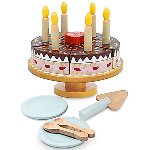 PairPear Birthday Party Cake Playset for Kids,Wooden Toys Play Food