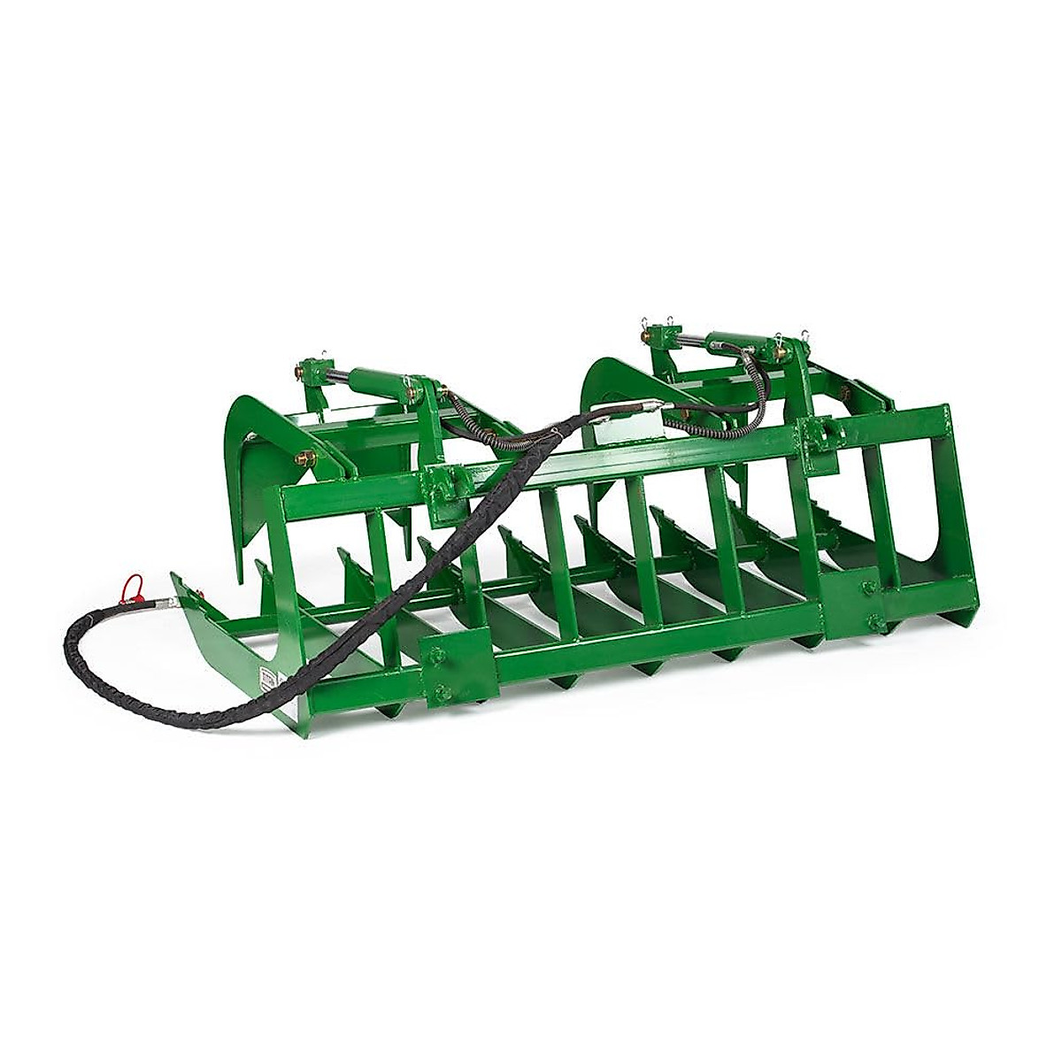 Titan Attachments 72in Economy Grapple Bucket Attachment Fits John Deere Tractors, 3/8in Thick Steel Frame, Hook and Pin Mounting System