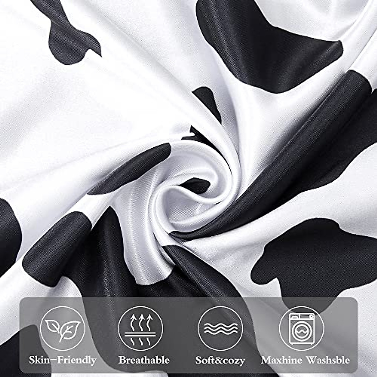 Nttspring Satin Pillowcase for Hair and Skin,King Size Pillow Cases 2,Silky Cow Print Pillow Cases Set of 2 Soft&Cozy Silk Satin Pillow Cases for Women 2 Pack with Envelope Closure(20x36,Cow)