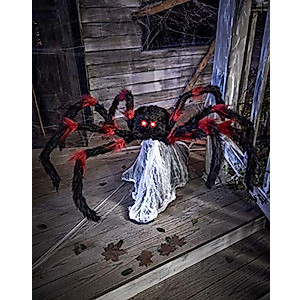 Spirit Halloween LED Red and Black Jumping Spider Animatronic | Halloween Décor | Horror Décor | 21 Inches | Moving Prop