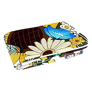 Beautiful Butterfly Sunflower Prints Soft Warm Cozy Blanket Throw for Bed Couch Sofa Picnic Camping Beach, 150×100cm