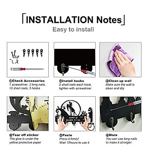 SANDIKSHA Cartoon Key Holder, Animation Style Wall Mount Organizer Wooden Key Rack with 5 Key Hooks, Rustic Home Wall Mounted Key Hangers Decor for Entryway Door Bathroom Kitchen，Gifts for Children…