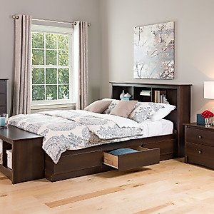 Prepac Full Mate's Platform Storage Bed with 6 Drawers, Espresso