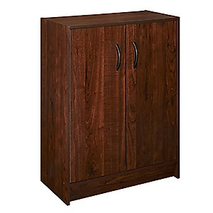 ClosetMaid Pantry Cabinet Cupboard with 2 Doors Adjustable Shelves, Standing, Storage for Kitchen, Laundry or Utility Room, Dark Cherry & , Dark Cherry 1307 Stackable 2-Door Organizer