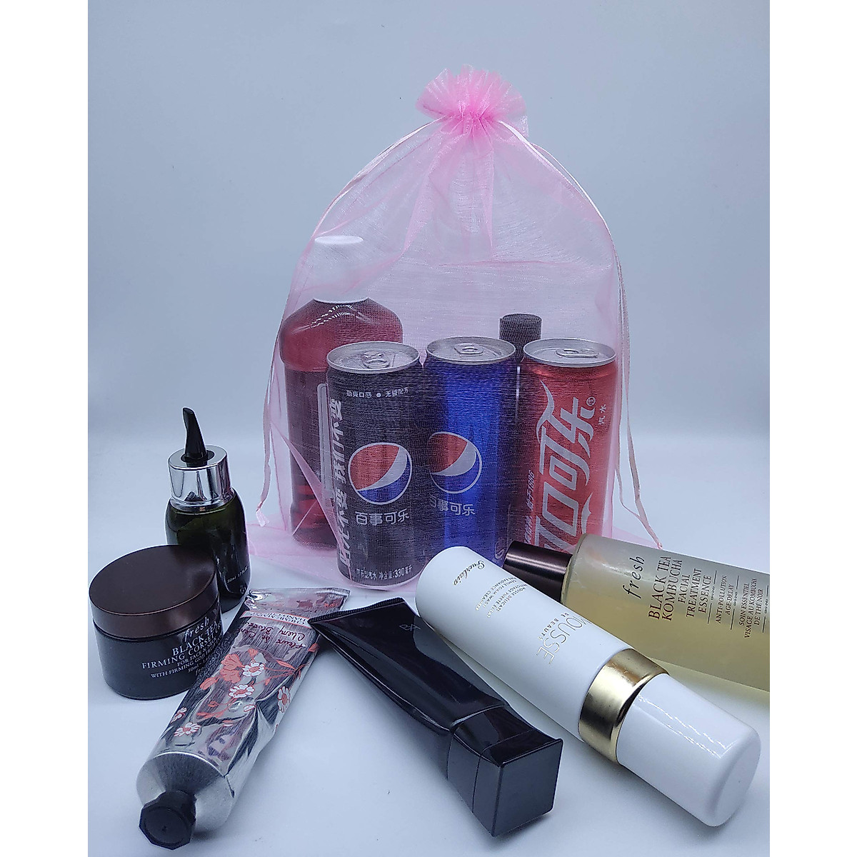 Ankirol 50pcs Sheer Organza Favor Bags 12 X 16 INCH Extra Large Organza Drawstring Bags 10 Colors (mix)