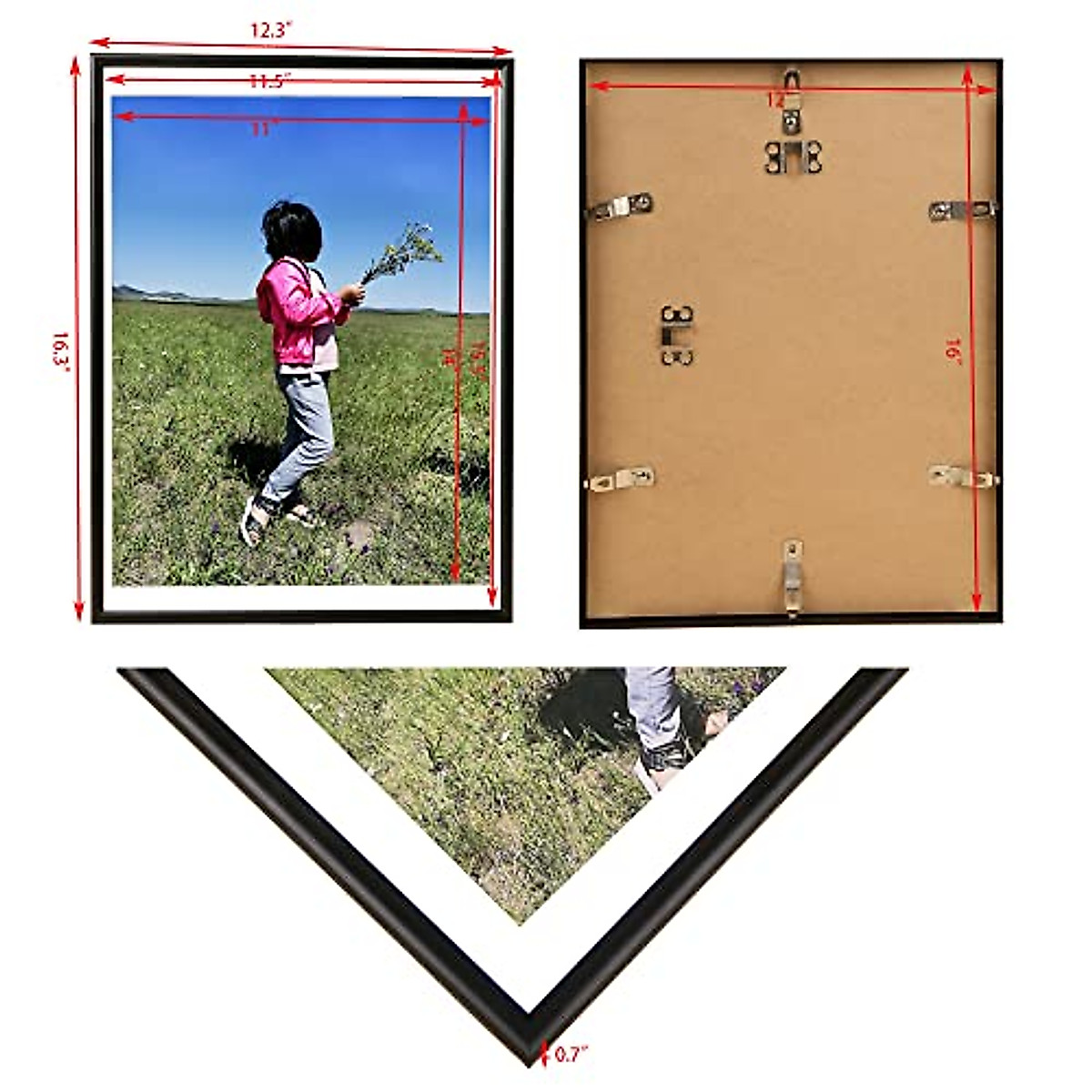 12x16 Poster Frame, Metal Aluminium Picture Frame, Display Pictures 12x16 Large Gallery Sign Photo Frame,Black,1Pack