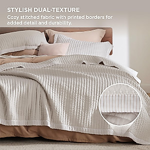 Bedsure Bone Bedspread Coverlet King Size - Lightweight Soft Bedding Set for All Seasons, Corduroy Pattern Quilt Set, 3 Pieces, 1 Quilt (111" x 106") & 2 Pillow Shams (20"x36"+2")