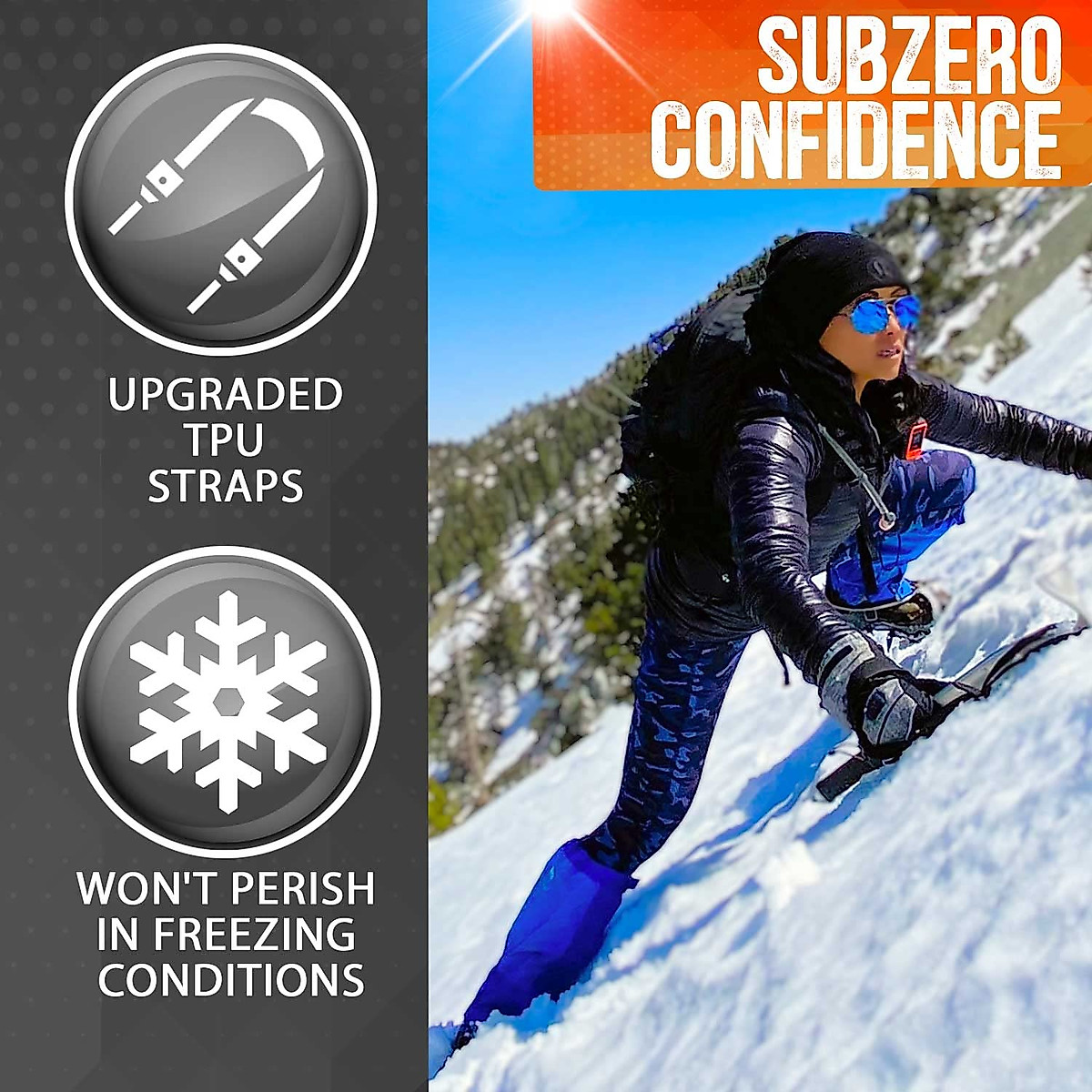 Pike Trail Waterproof Adjustable Leg Gaiters: for Hiking in Mud, Sand, and Snow - Hunting, Mountain Climbing, or Snowshoeing