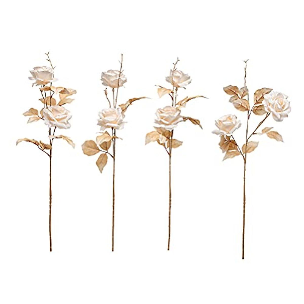 Diancom Artificial Flowers Roses Fake Flowers Silk Flowers Real Looking with Stems for DIY Wedding Bouquets Centerpieces Arrangements Party Home Decorations and Outdoors (4pcs White)…