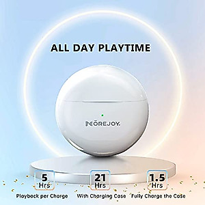 MoreJoy Wireless Earbuds, Bluetooth Earbuds Stereo Bass Sound, Bluetooth Headphones with Noise Cancelling Mic, IP7 Waterproof for Sports, 21H Playtime, USB-C Fast Charge, for Android iOS
