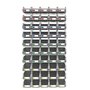 DJC Supply Heavy duty thermoplastic storage bin organizer, Stackable, Hangable, Side-connect (GREY (8 PACK), MEDIUM 5.9" X 9.4" X 4.9")