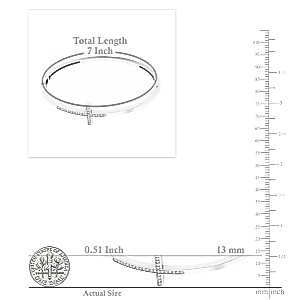 Dazzlingrock Collection 0.10 Carat (ctw) Round White Diamond Sideways Cross Bangle Bracelet for Women in 925 Sterling Silver