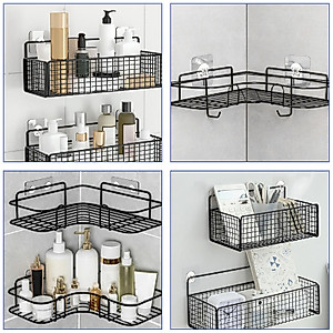 6 Pcs Shower Caddy Adhesive Replacement Shower Adhesive Hooks Waterproof Strong Adhesive Wall Hooks No Drilling Organizer for Bathroom Storage Shelves and Kitchen Racks