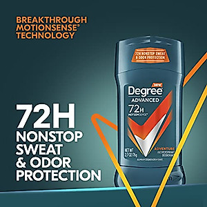 Degree Men Antiperspirant Deodorant Adventure Freshness and Odor Protection Deodorant for Men 2.7 Oz, (Pack of 4) Woodsy, Stick