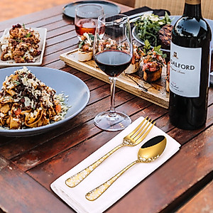 20-Piece Gold Silverware Set for 4, Stapava Stainless Steel Gold Flatware Cutlery Set, Unique Tableware Utensil Sets Include Forks Spoons And Knives Set, Mirror Polished, Dishwasher Safe