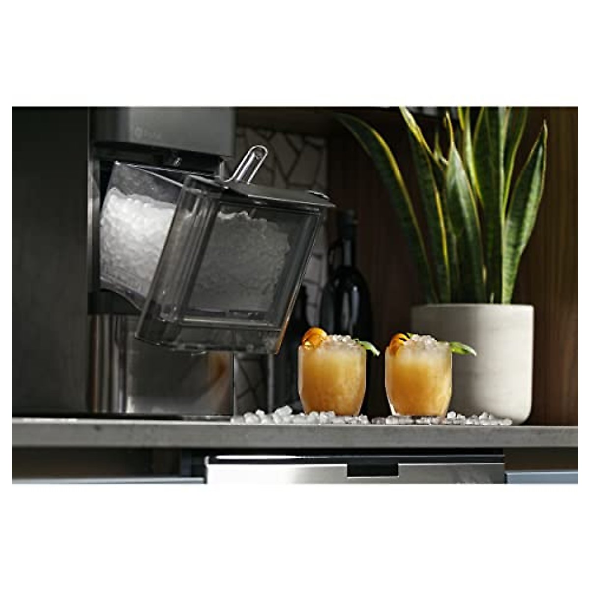 GE Profile Opal 2.0 | Countertop Nugget Ice Maker with Side Tank | Ice Machine with WiFi Connectivity | Smart Home Kitchen Essentials | Black Stainless