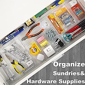 Kutesna 24 PCS Plastic Clear Drawer Organizer,Makeup Organizer Desk Drawer Organizers for Bathroom, Kitchen, Dresser, Closet