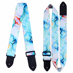 lizimandu Adjustable Guitar Strap Includes 2 Strap Locks & 4 Matching Picks.Leather ends Guitar Shoulder Strap Suitable for,Gift for Guitarist(1-Splash Ink)