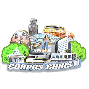 USA Corpus Christi Magnet Fridge Magnet Wooden 3D Landmarks Travel Collectible Souvenirs Decoration Handmade