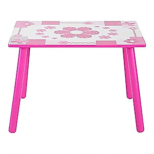 Walnut Wooden Table and Chair Set Childrens Studying Flowers Table and Chair Set Kids Childs Studying Painting Home School