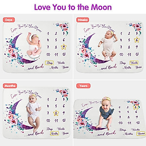 Baby Monthly Milestone Blanket, 51"x40" Newborns Month Blanket Gift for Baby Shower, Soft Plush Photo Prop Blanket for Boy&Girl, Newborn Unisex Blankets with Months