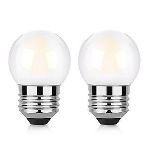 YIZCO G40 Low Wattage LED Light Bulbs 1.5w Equivalent to 15 Watt E26 Base Light Bulb G14 Frosted Small Light Bulbs Warm White 2 Pack