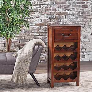 Christopher Knight Home Eirinn Acacia Wood with Faux Wood Overlay Wine Rack, Dark Oak