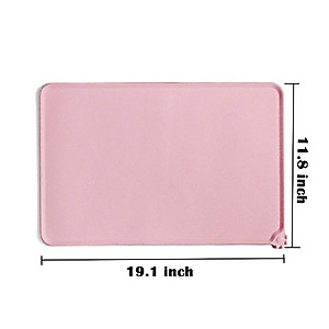 Silicone Pet Feeding Mat, Waterproof Dog Cat Bowl Mat, Raised Edges to Prevent Spills, Easy Clean Nonslip Dogs and Cats Placemat Tray to Stop Food and Water Bowl Messes on Floor (Pink)