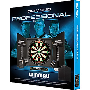 Winmau Professional Darts Set (Cabinet, Diamond Plus Dartboard and 6 Darts)