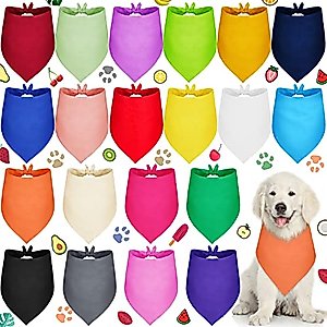 20 Pieces Plain Dog Bandanas Bulk Washable Puppy Bandana Blank Sublimation Dog Bandanas Triangle Dog Bibs Heat Transfer Adjustable Dog Bandana for Small Medium Large Pets (25 x 17 x 17 Inches)