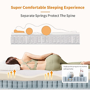 ESHINE Adjustable Bed with Mattress 2000 Series, Adjustable Bed Frame Split King + Memory Foam Hybrid 14" Mattress, 5 Minutes Installation, Head and Foot Incline