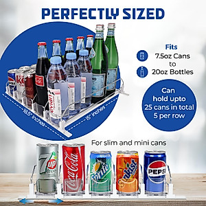 Drink Organizer for Fridge, Upgraded Self Pushing Fridge Drink Organizer, Automatic Drink Dispenser for Fridge-Holds up to 25 Cans - Accessories Included
