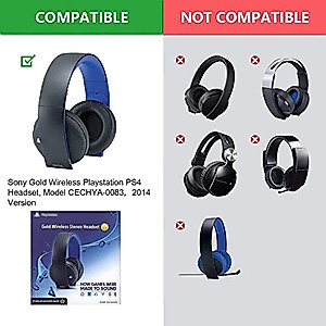 Zotech Leather Replacement Ear Pads Memory Foam Pads for Sony PS4, PS3, PSV Gold Wireless Headphones (Black)