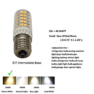 WELESHEI E17 Led Bulb Microwave Oven Light Equivalent 60w Incandescent Warm White Appliance Light for 40w - 60w Type B Candelabra Bulb Dryer Range Hood Refrigerator Sewing Machine Lighting 4 Pack