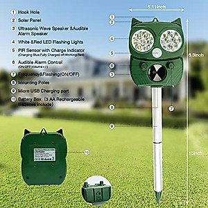 Repelpro Solar Powered Ultrasonic Animal & Bird Repeller, Green