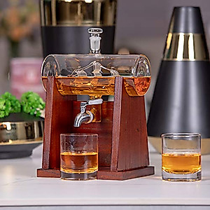 Jillmo Decanter, 1250ml Whiskey Decanter Set with 2 Whiskey Glasses, Great Bourbon Whiskey Gifts for Men