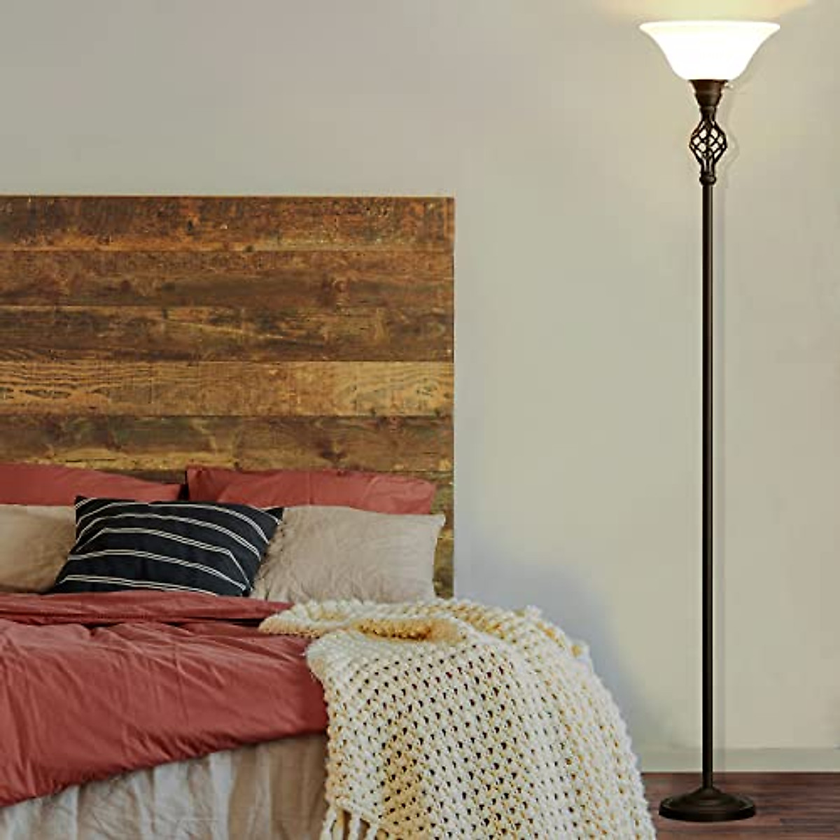 RAYINIGHT Floor Lamp for Living Room, 72" Modern Bedroom Standing Lamp with 8W LED Bulb, 3000K Eye Protection Torchiere Floor Lamp for Bedroom, Office, Living Room(Red Brown)