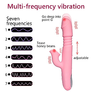 Thrusting Rabbit Vibrator for Women, G Spot Dildo Vibrator 3 Thrusting Rotating and 7 Clitoris Stimulator Vibrator 3 in 1 Rechargeable Heating Anal Dildo Adult Sensory Sex Toys (Pink)
