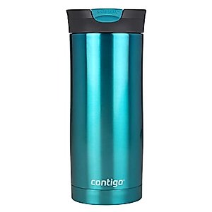 Contigo Huron Snapseal Travel Mug, Stainless Steel Thermal mug, Vacuum Flask, Leakproof Tumbler, Coffee Mug with BPA Free Easy-Clean Lid, Biscay Bay, 470 ml