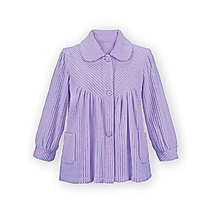 Collections Etc Women's Soft Fleece Full-Button Front Bed Jacket with Pockets Lavender Small
