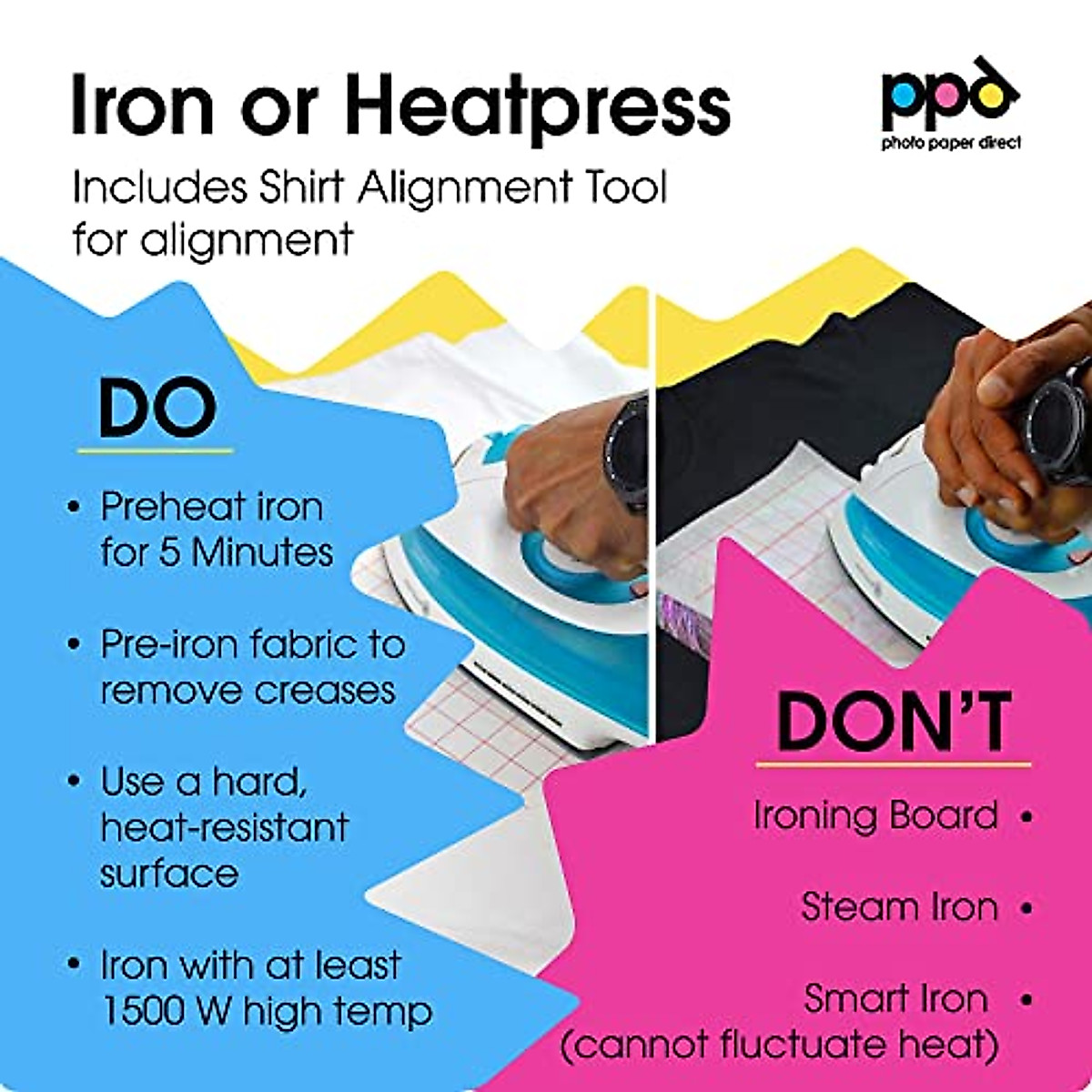 PPD Inkjet Iron-On Mixed Light and Dark Transfer Paper LTR 8.5X11 - Pack of 40 Sheets (PPD005-Mix)